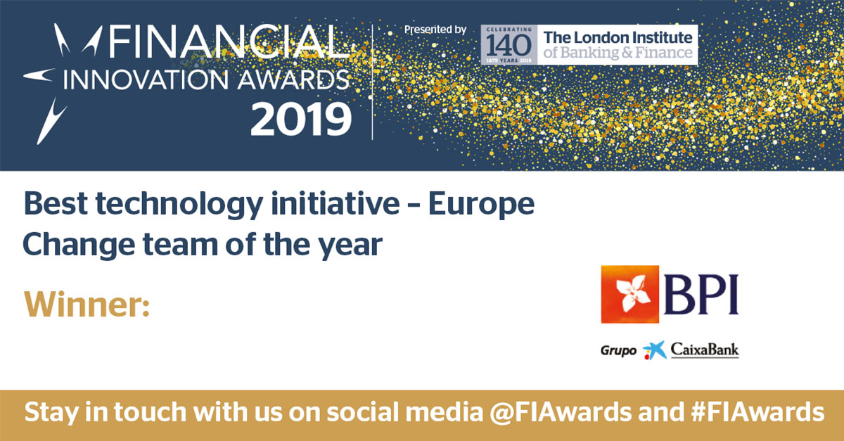 BPI premiado nos Financial Innovation Awards 2019